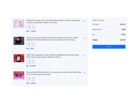 Shopping cart tailwind css | EasyFrontend