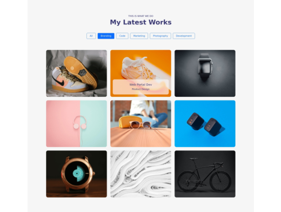 Portfolio Showcase With Heading Menu Links And Image Cards With Button Easyfrontend