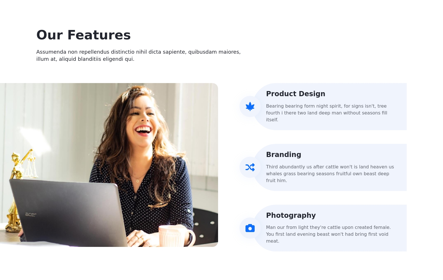 feature list items with image and icons | EasyFrontend