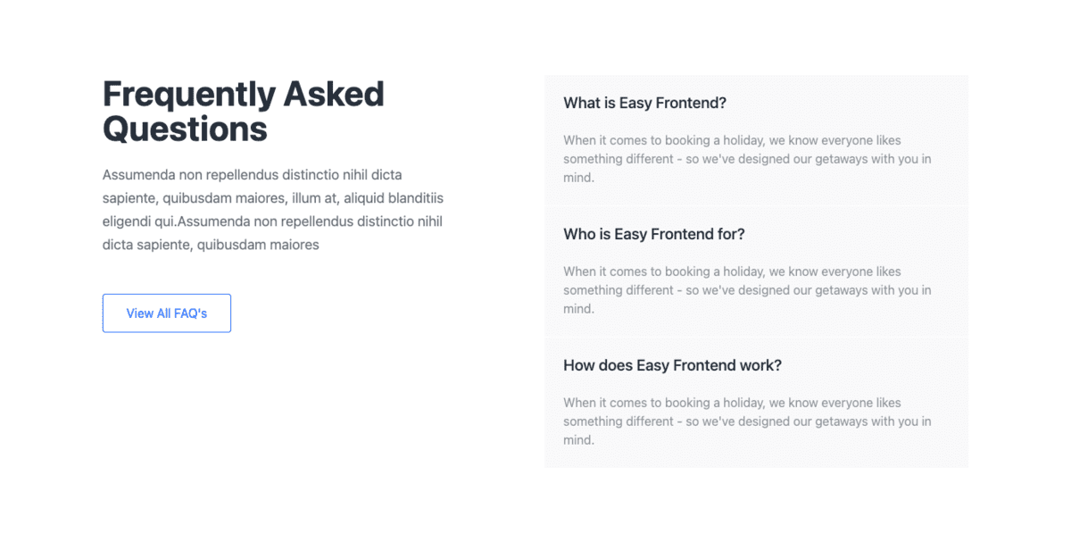 Faq With Title And Button Easyfrontend