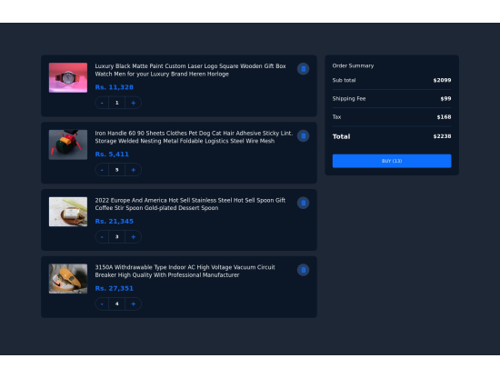 Shopping cart tailwind css | EasyFrontend