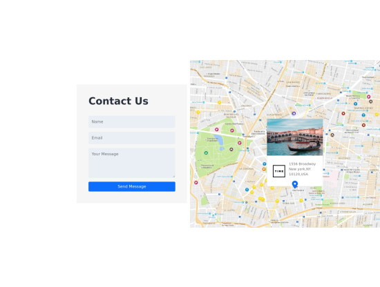 Contact form with personal image and shapes on background | EasyFrontend