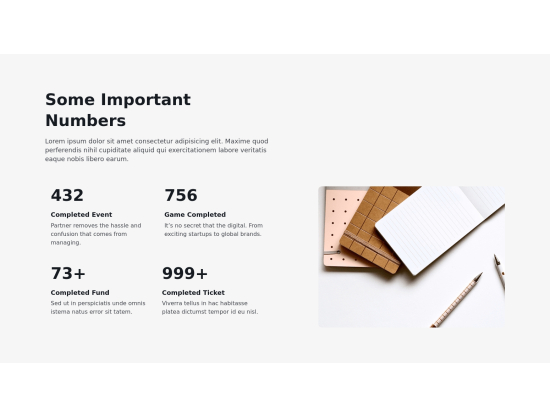 Numbers Section With Heading Description And Blue Number Cards With A Right Aligned Image