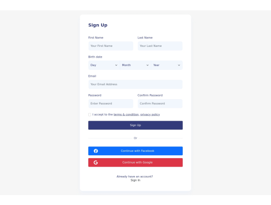 Signup form with background image | EasyFrontend