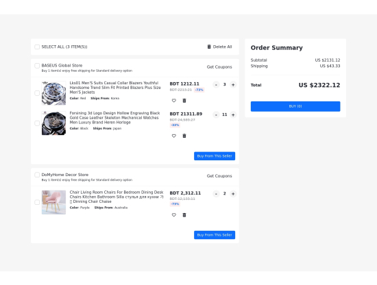 Tailwind shopping cart with React and HTML | EasyFrontend