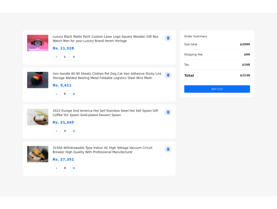Tailwind shopping cart with React and HTML | EasyFrontend